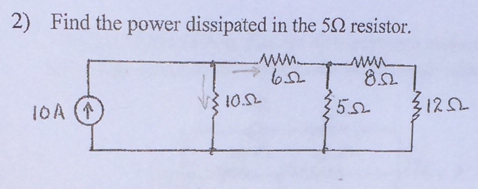 Solved Find the power dissipated in the 5 ohm resistor. | Chegg.com