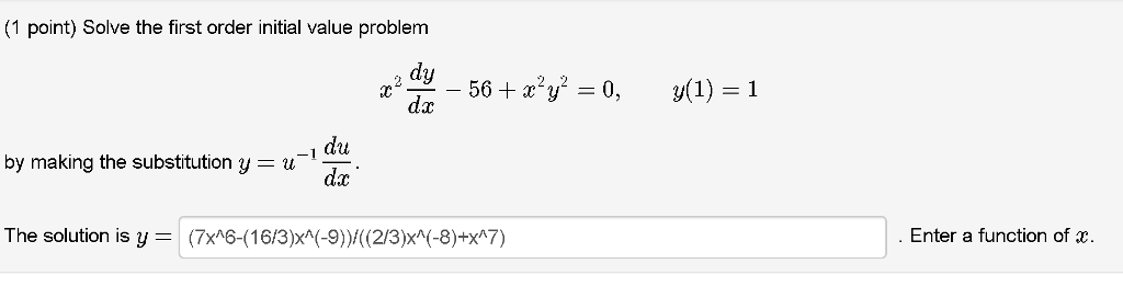 Solved 1 Point Solve The First Order Initial Value Problem 6699