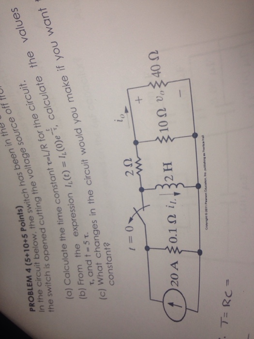Solved Calculate the time constant tau = L/R for circuit. | Chegg.com