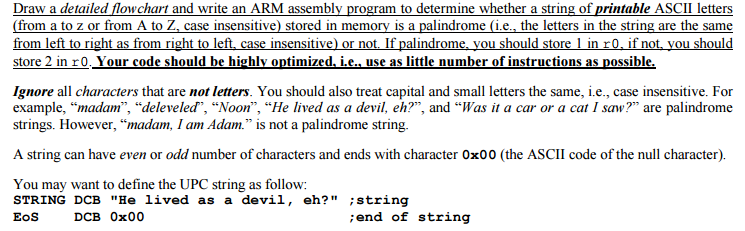 Solved Palindrome Checker using ARM Assembly Looking for | Chegg.com