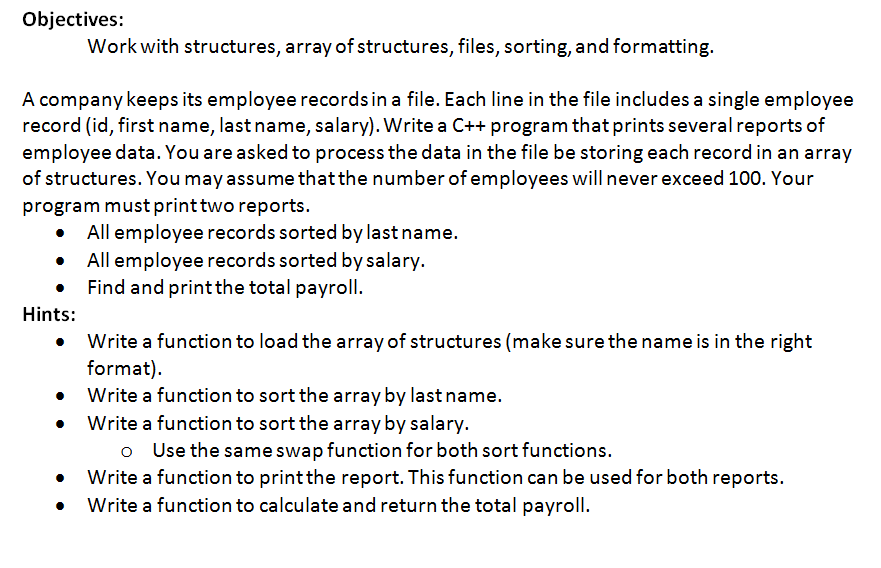 Solved C Program That Works With Structures Array Of 2650