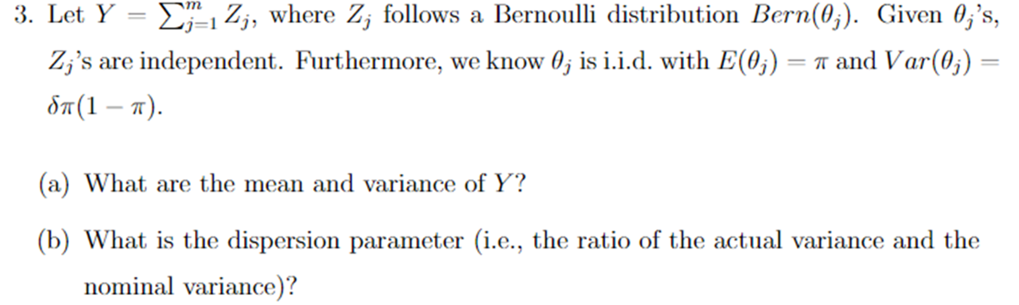 Solved Variance of sum of Bernoulli random variables with | Chegg.com