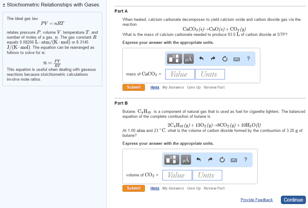 Solved plusminus Stoichiometric Relationships with Gases | Chegg.com