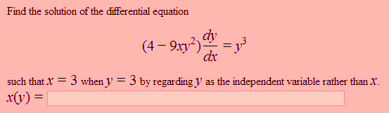 Solved Find the solution of the differential equation such | Chegg.com