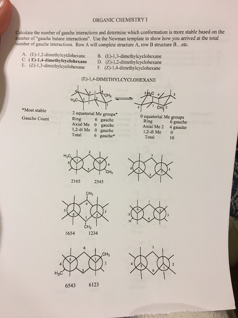 ORGANIC CHEMISTRY I ate the number of gauche | Chegg.com