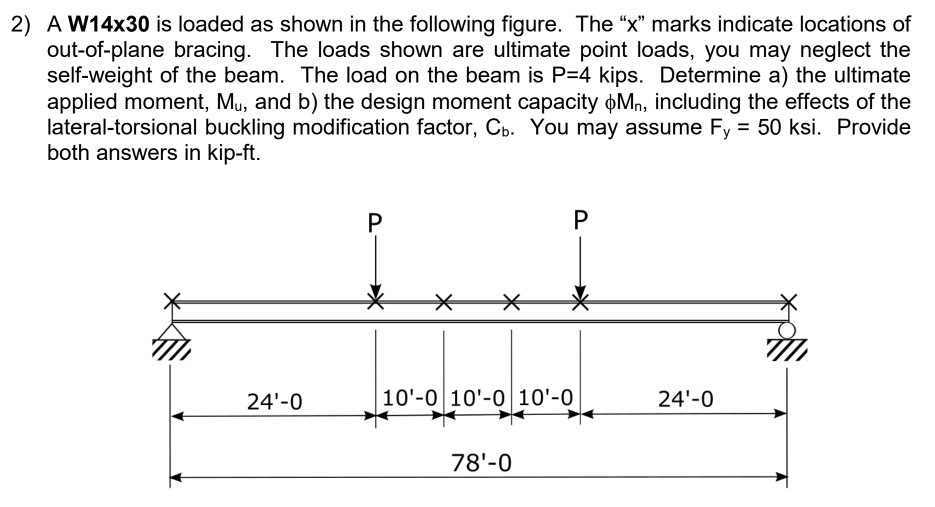 Solved 2)A W14x30 is loaded as shown in the following | Chegg.com