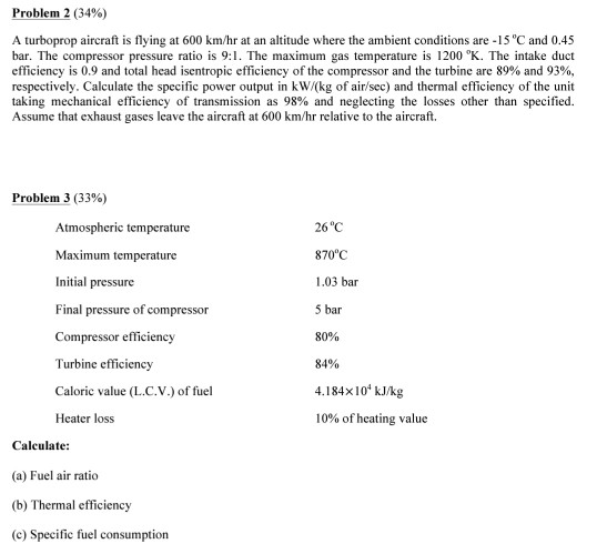 Solved Problem 2 (34%) A turboprop aircraft is flying at 600 | Chegg.com
