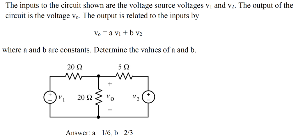 Solved The inputs to the circuit shown are the voltage | Chegg.com