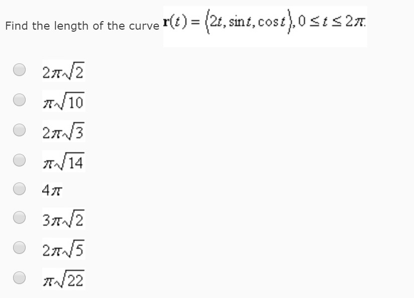 Solved ),0 sis2m Find the length of the curve r(t) -2t, | Chegg.com