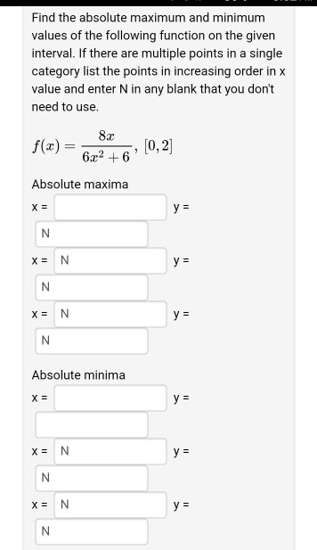 Solved Find the absolute maximum and minimum values of the | Chegg.com