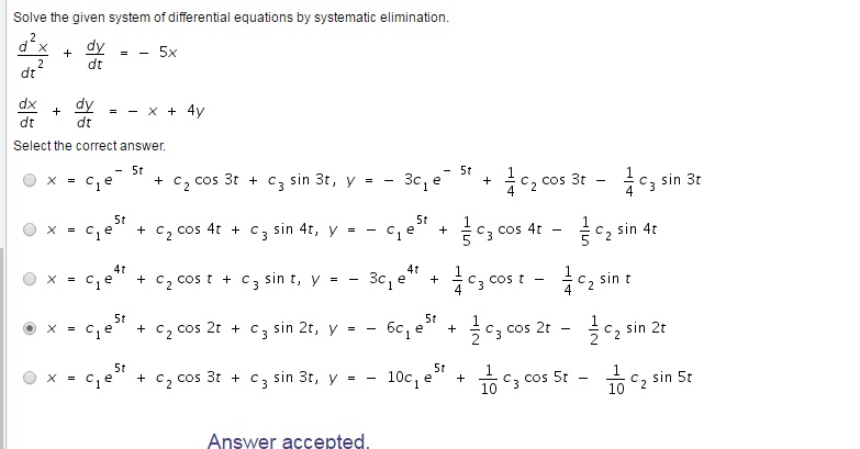 Solved Solve the given system of differential equations by | Chegg.com