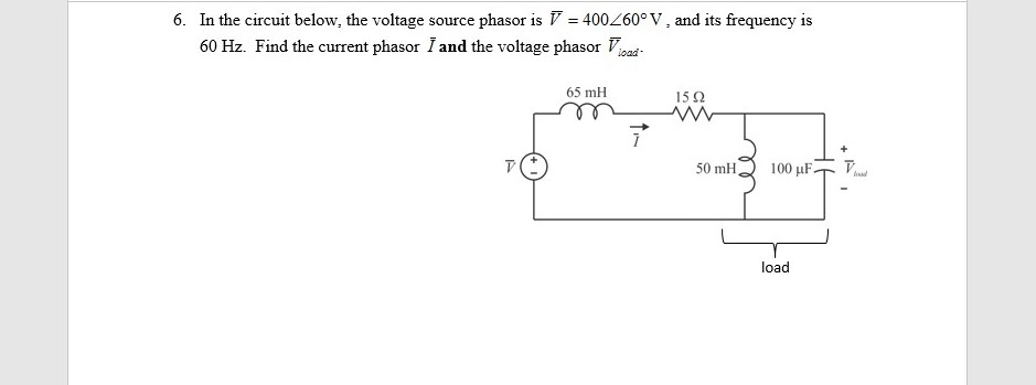 Solved In the circuit below, the voltage source phasor is V | Chegg.com
