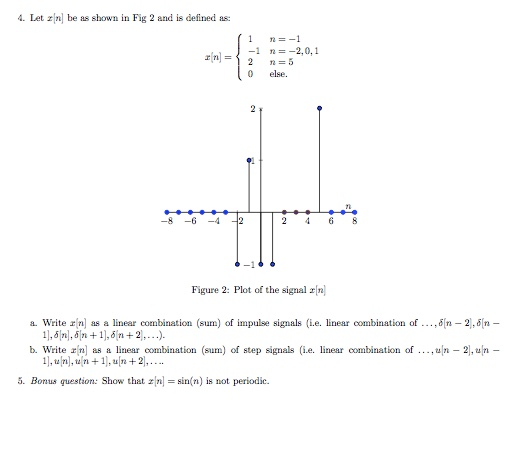 Solved Let x [n] be as shown in Fig 2 and is defined as: x | Chegg.com