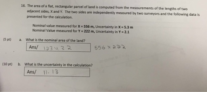 Solved The area of a flat, rectangular parcel of land is | Chegg.com