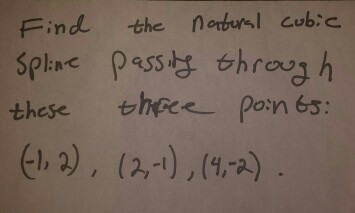 Solved Find the natural cubic spline passing through these | Chegg.com