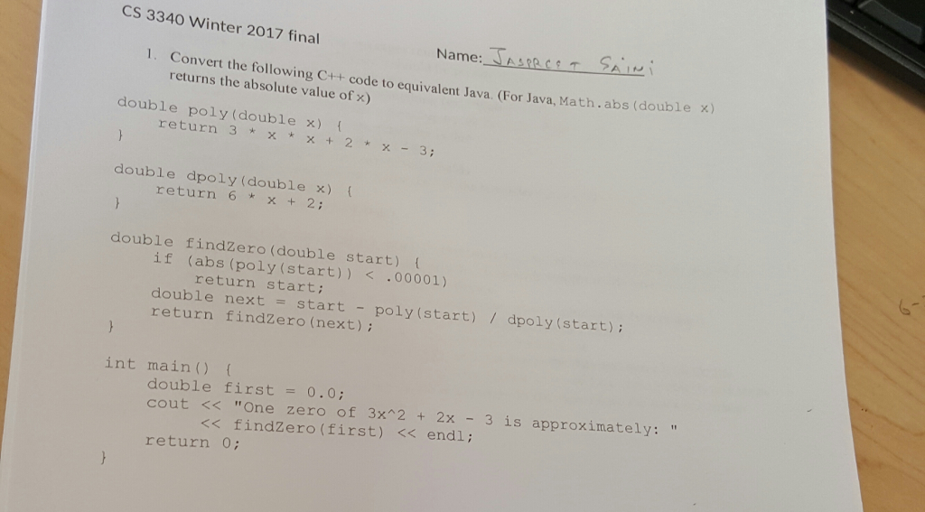Solved Convert The Following C Code Lo Equivalent Java
