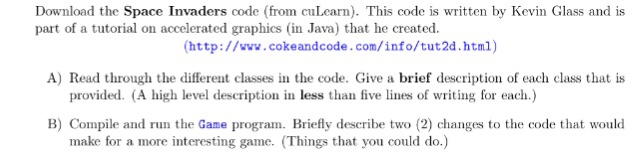 Download the Space Invaders code (from cuLearn). This | Chegg.com