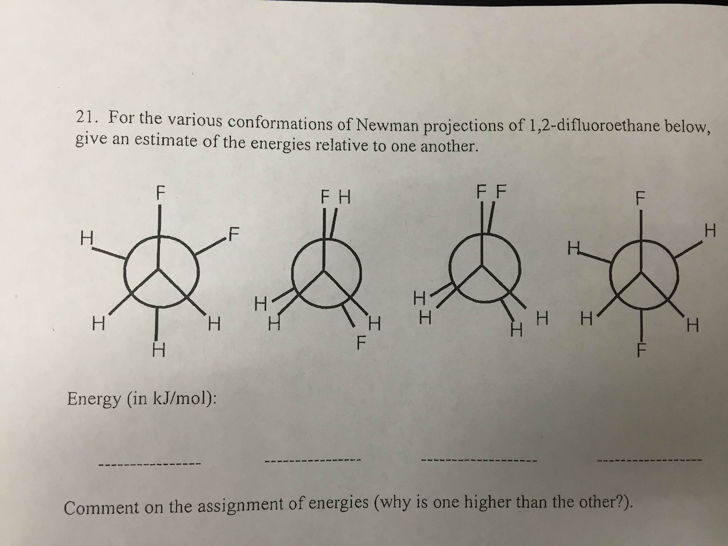 Solved 21. For the various conformations of Newman | Chegg.com