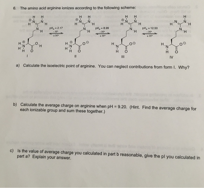 Solved The amino acid arginine ionizes according to the | Chegg.com