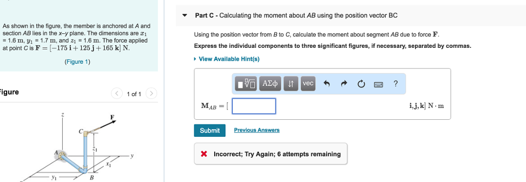 Solved Part C - Calculating the moment about AB using the | Chegg.com