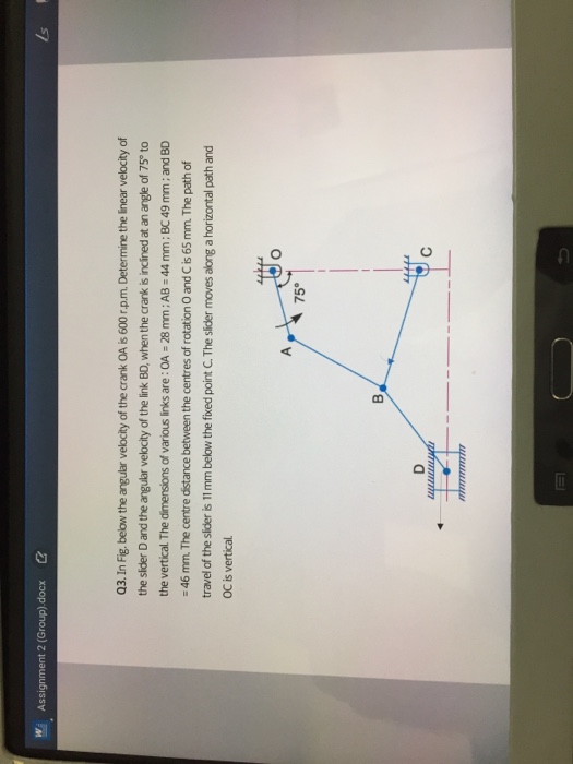 In Fig. below the angular velocity of the crank OA is | Chegg.com