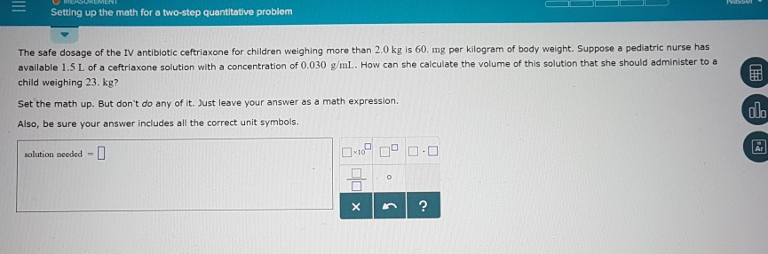 Solved Setting up the math for a two-step quantitative | Chegg.com