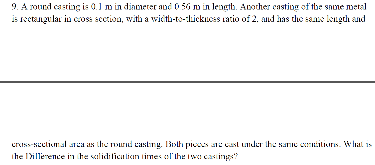 Solved A round casting is 0.1 111 in diameter and 0.56 m in | Chegg.com