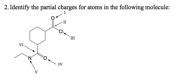 Solved 2. Identif y the partial charges for atoms in the | Chegg.com