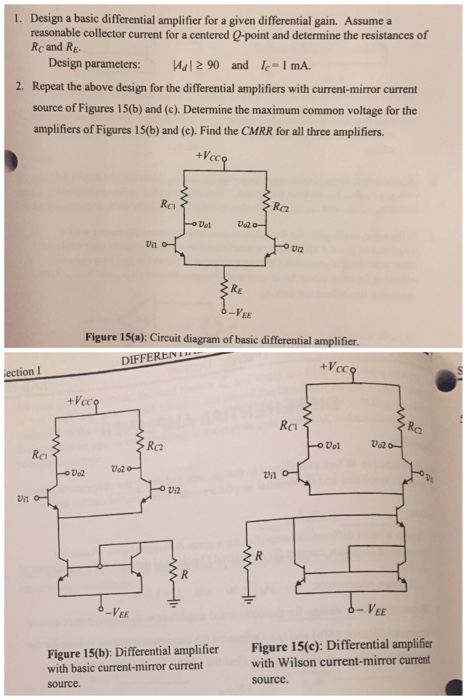 Solved Design a basic differential amplifier for a given | Chegg.com