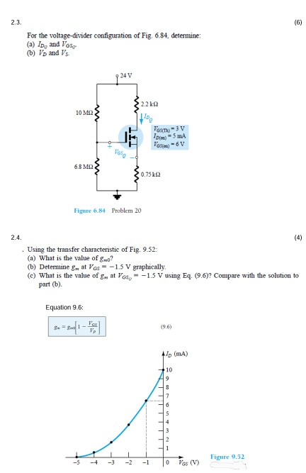 Solved 2.3, For the voltage-divider configuration of Fig. | Chegg.com