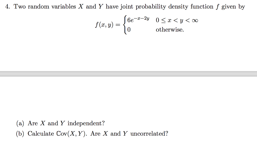 Solved 4. Two random variables X and Y have joint | Chegg.com