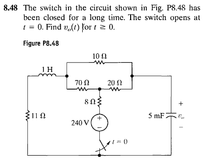 Solved 8.48 The switch in the circuit shown in Fig. P8.48 | Chegg.com