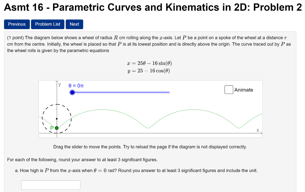 Solved Asmt 16 Parametric Curves and Kinematics in 2D: | Chegg.com