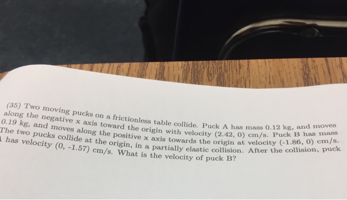 Solved Two moving pucks on a frictionless table collide. | Chegg.com