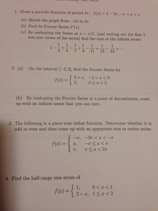Solved Given a periodic function of period 2pi : f(x) = | Chegg.com