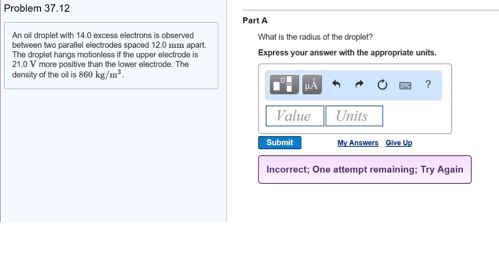 Solved An oil droplet with 14.0 excess electrons is observed | Chegg.com