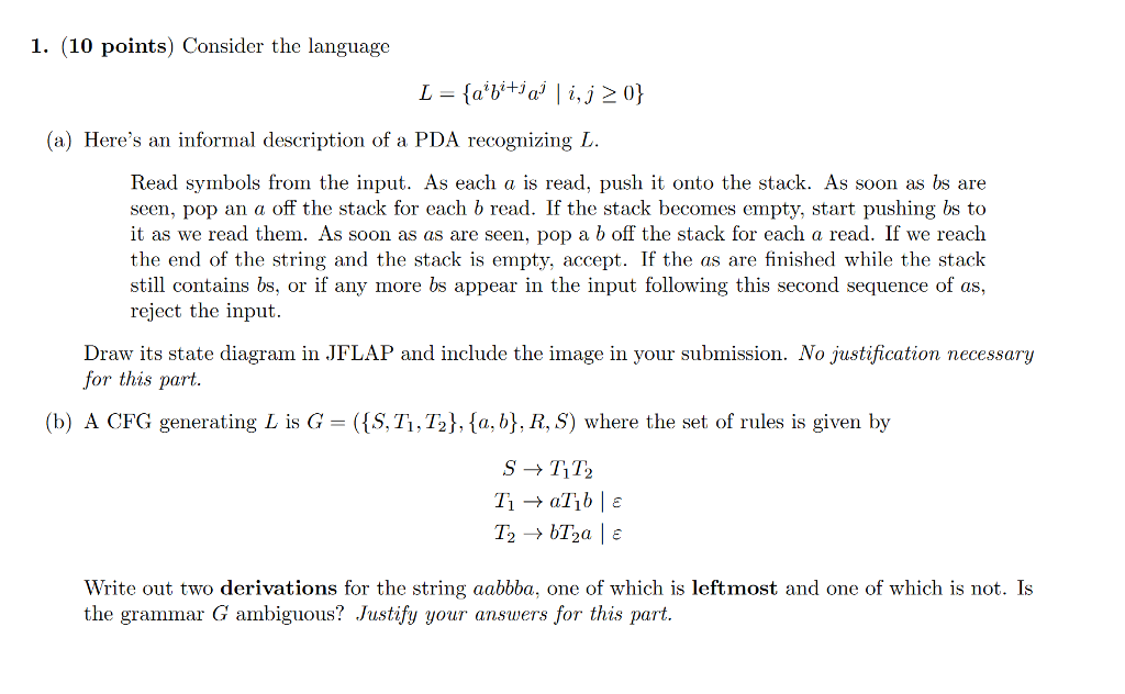 Solved 1 10 Points Consider The Language A Heres An 