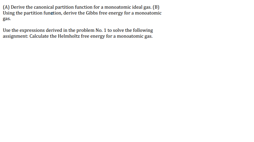 Solved (A) Derive the canonical partition function for a | Chegg.com