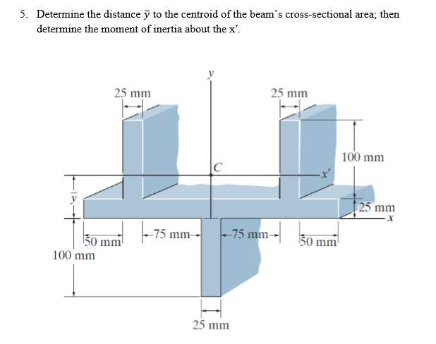 Solved Determine the distance y to the centroid of the | Chegg.com