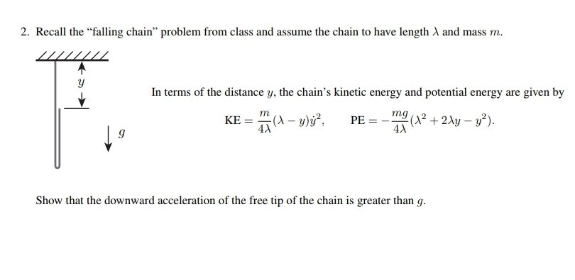 Solved A and mass m 2. Recall the "falling chain" problem | Chegg.com