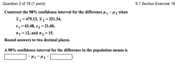 Solved Construct the 98% confidence interval for the | Chegg.com