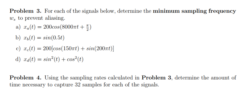 Solved Problem 3. For each of the signals below, determine | Chegg.com