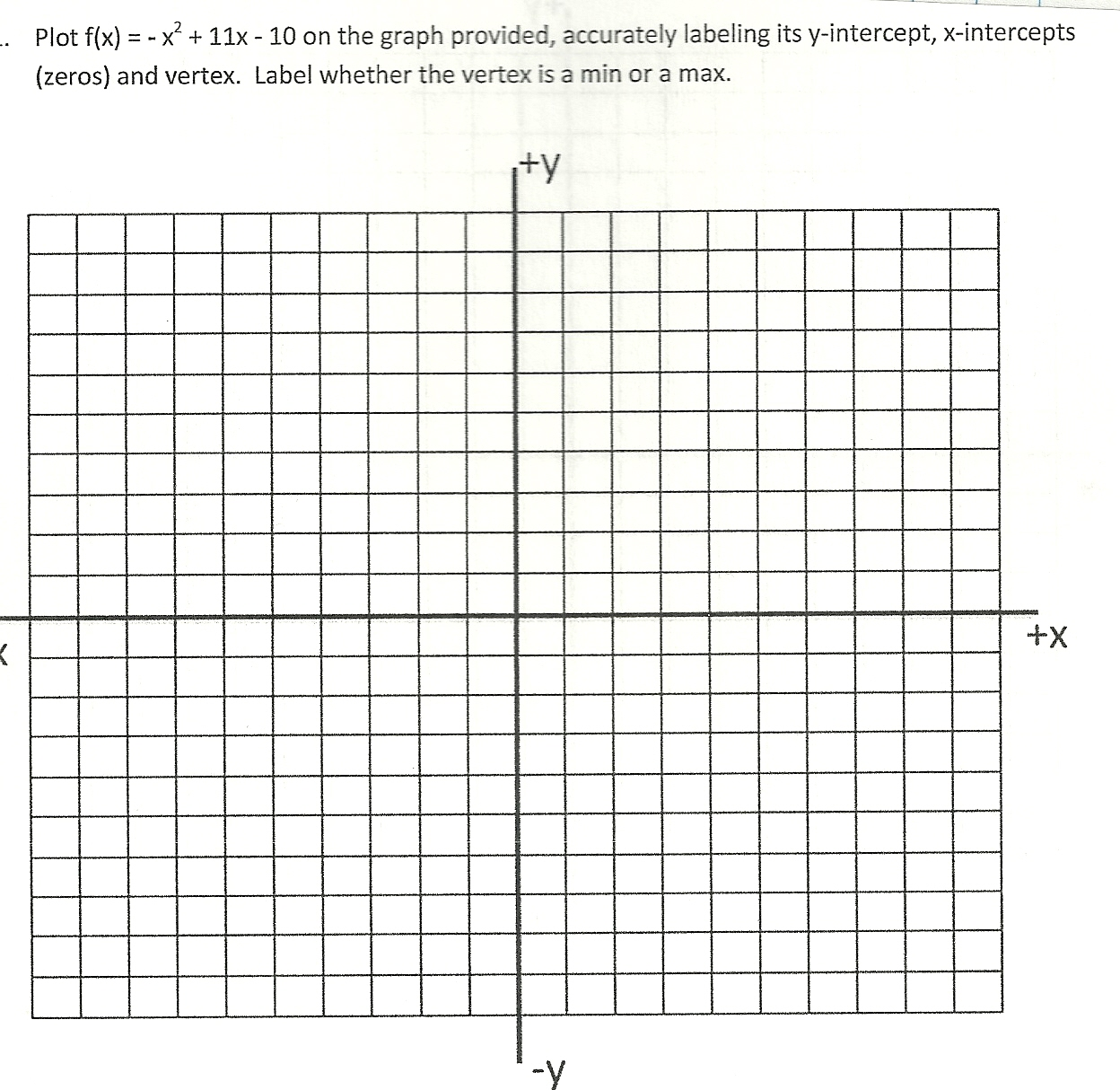 Solved Plot F x X2 11x 10 On The Graph Provided Chegg