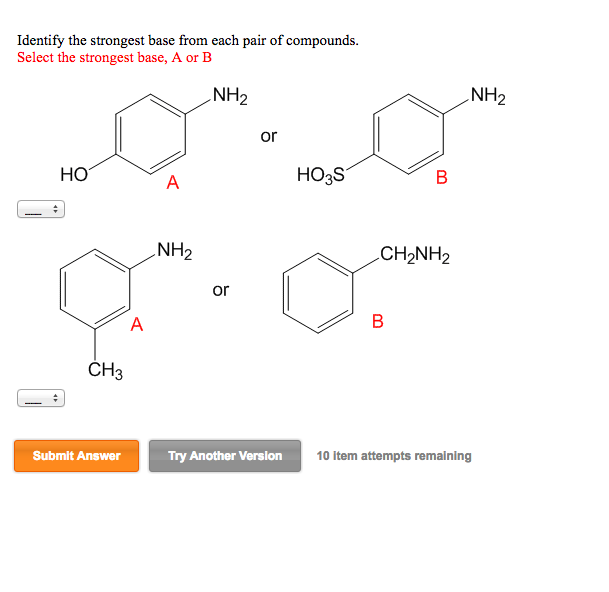 Solved Dentify The Strongest Base From Each Pair Of