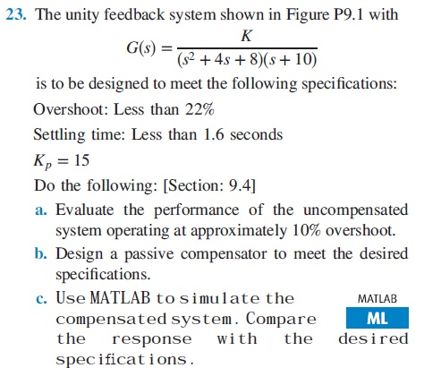 Solved 23. The unity feedback system shown in Figure P9.1 | Chegg.com