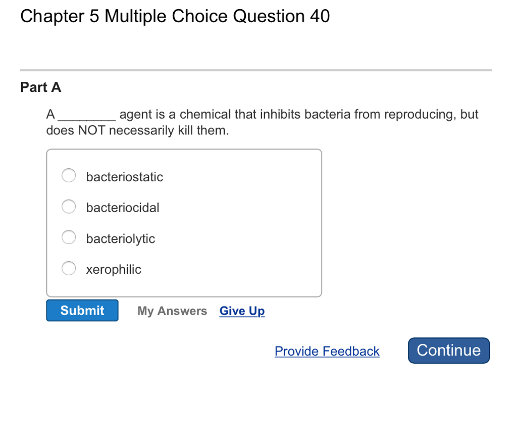 Solved Chapter 5 Multiple Choice Question 40 Part A agent is | Chegg.com