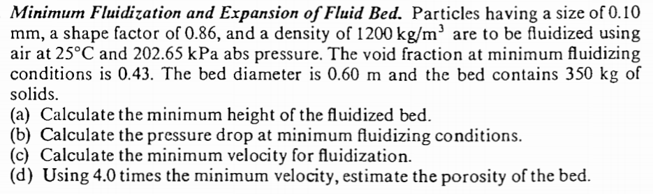 Solved Minimum Fluidization and Expansion of Fluid Bed. | Chegg.com