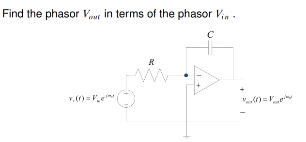 Solved Find the phasor Vout in terms of the phasor Vin | Chegg.com