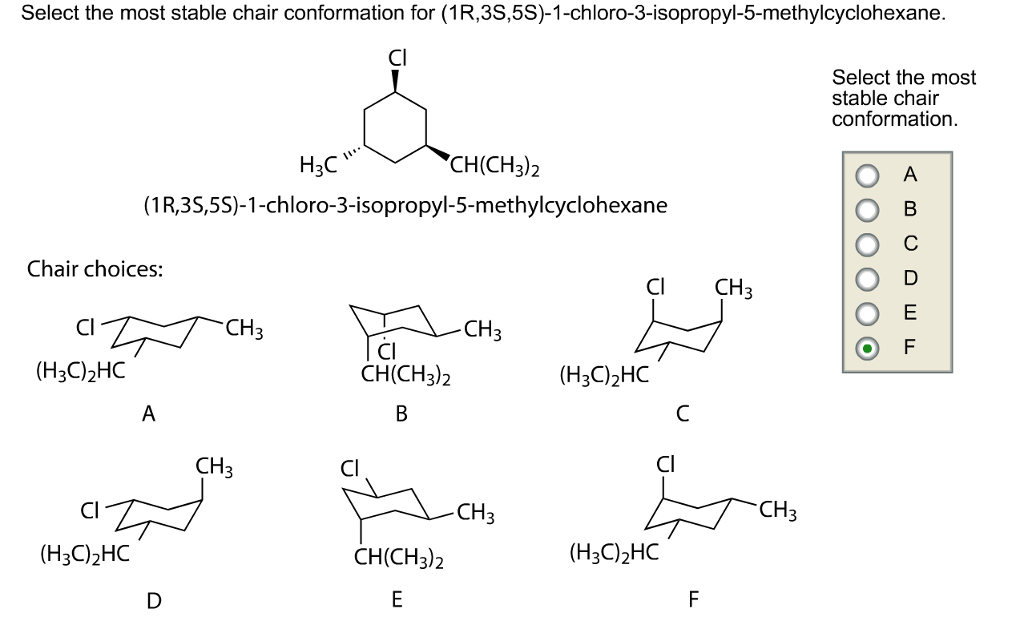 Solved Select the most stable chair conformation for | Chegg.com