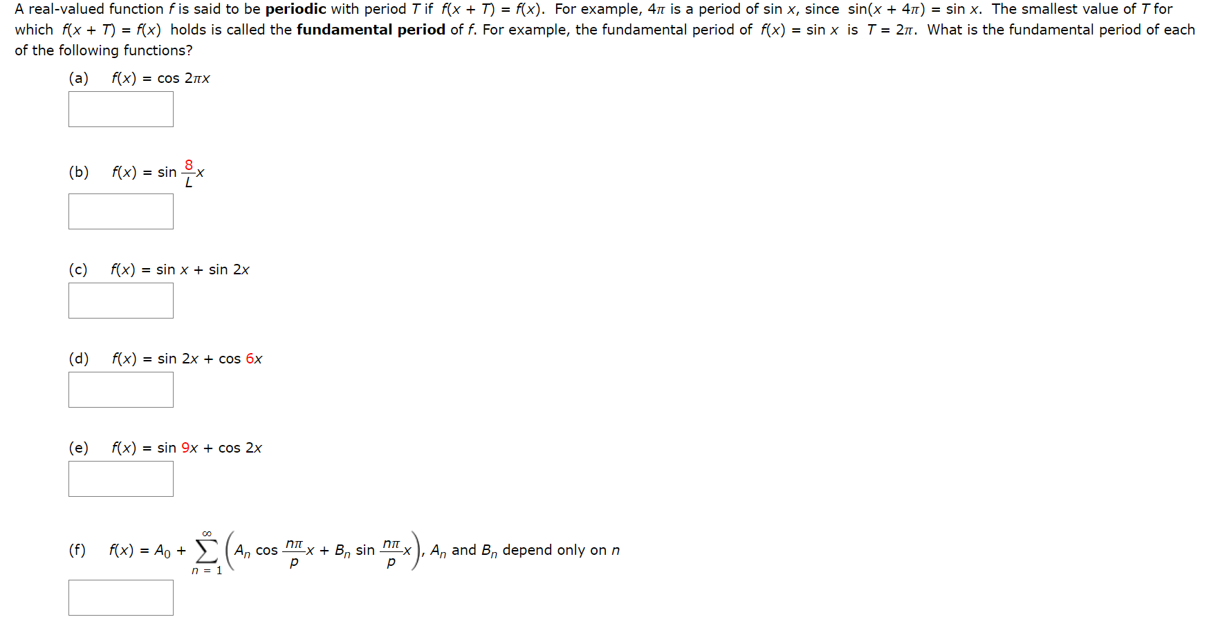 Solved A real-valued function f is said to be periodic with | Chegg.com